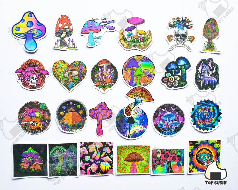 50 Pcs trippy Mushroom Sticker Pack Weed 420 - Etsy