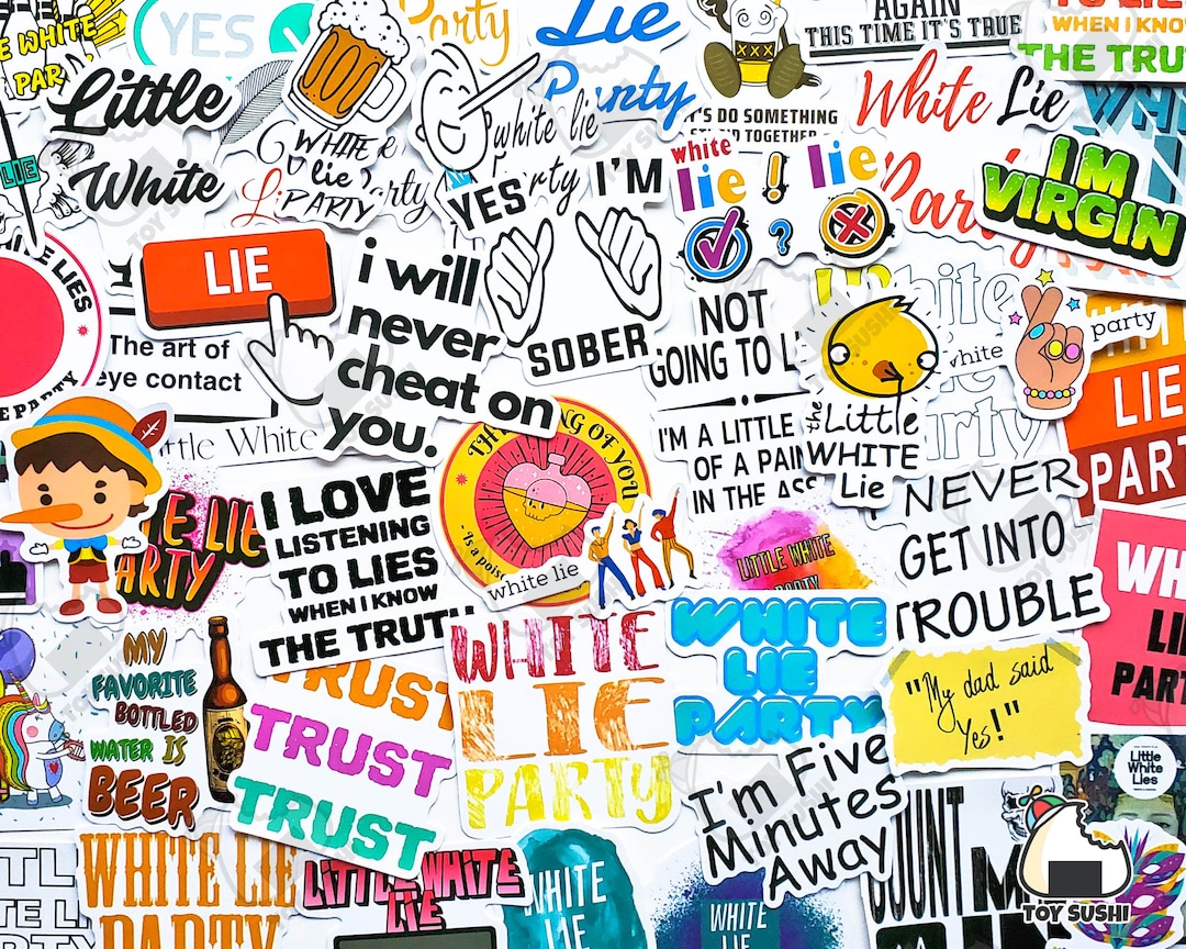 50 Pcs "white Lies" Sticker Pack | White Lie Party | Gift for Her ...