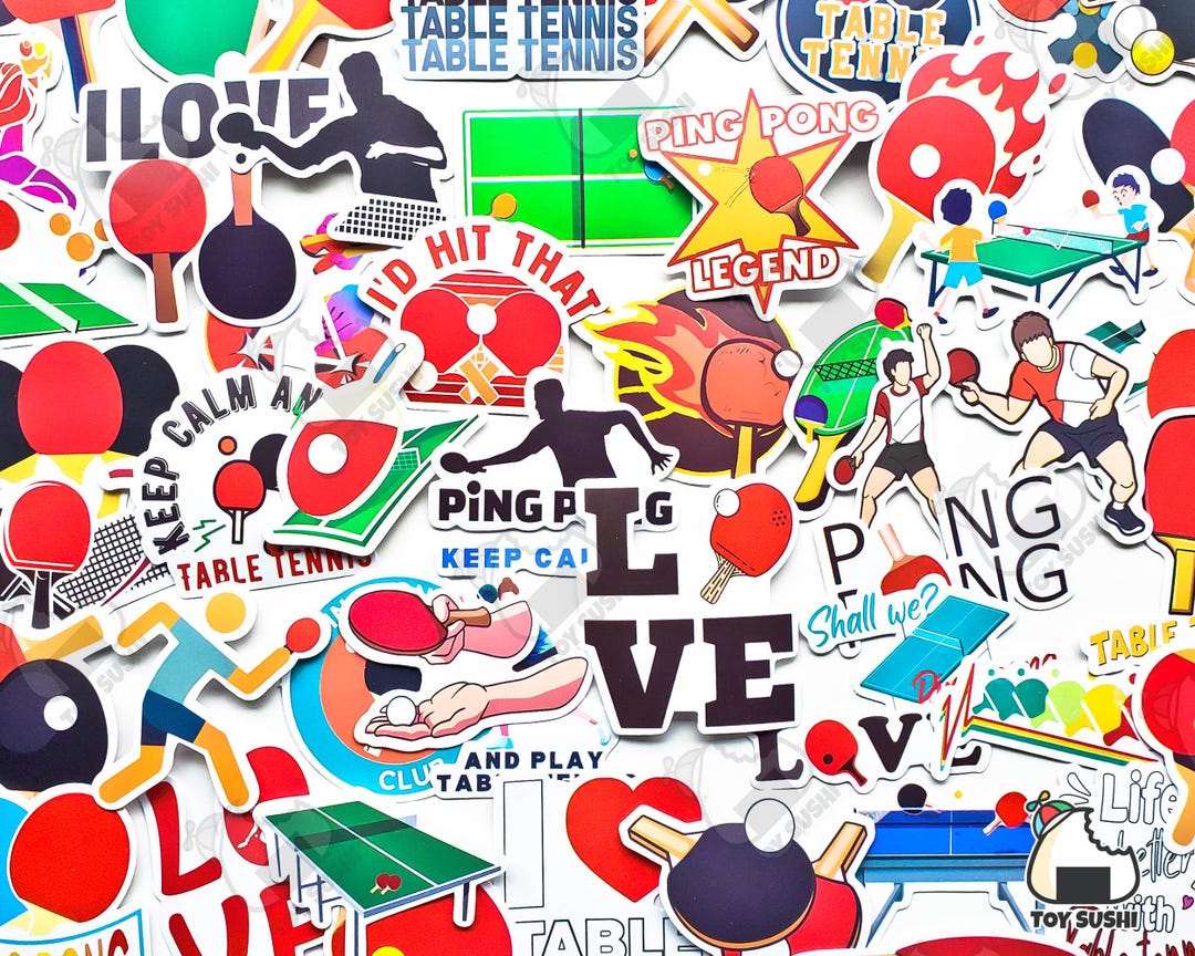 50 Pcs ping Pong Sticker Pack Table Tennis Ping Pong Table Custom ...