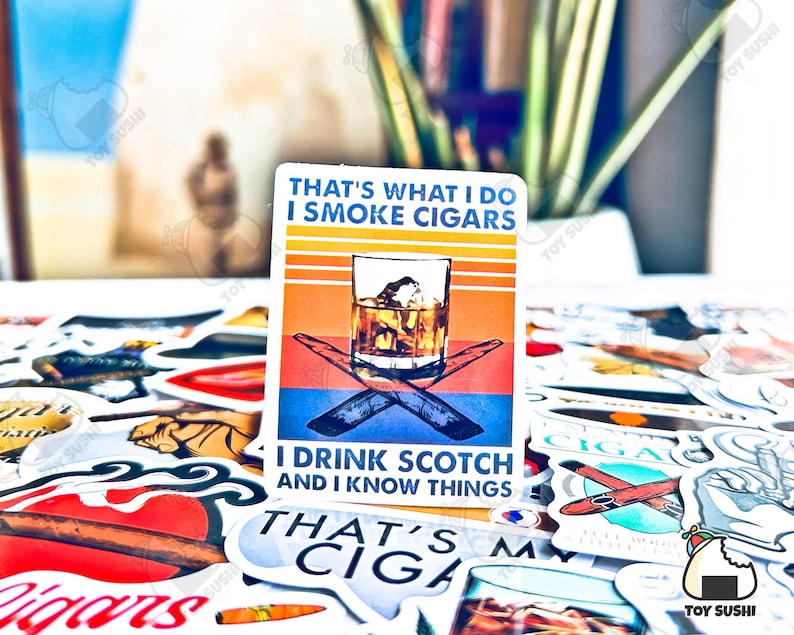 50 Pcs "cigar" Vinyl Stickers Pack – Retro Cigar Lounge Decor, Man Cave ...