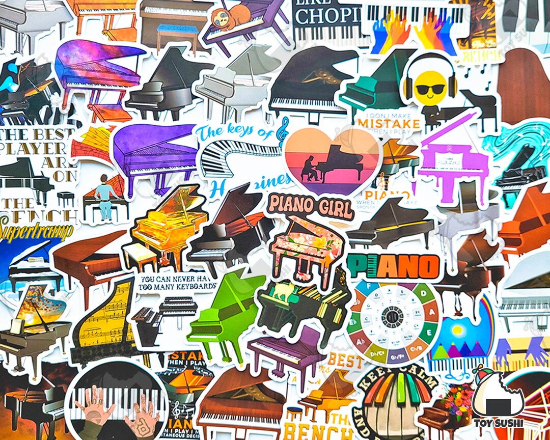 50 Pcs "piano" Sticker Pack | Piano Teacher Gift | Piano Art | Grand ...