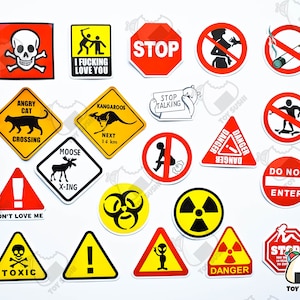 50 Pcs "warning Signs" Sticker Pack | Sticker Bomb | Adult Stickers ...