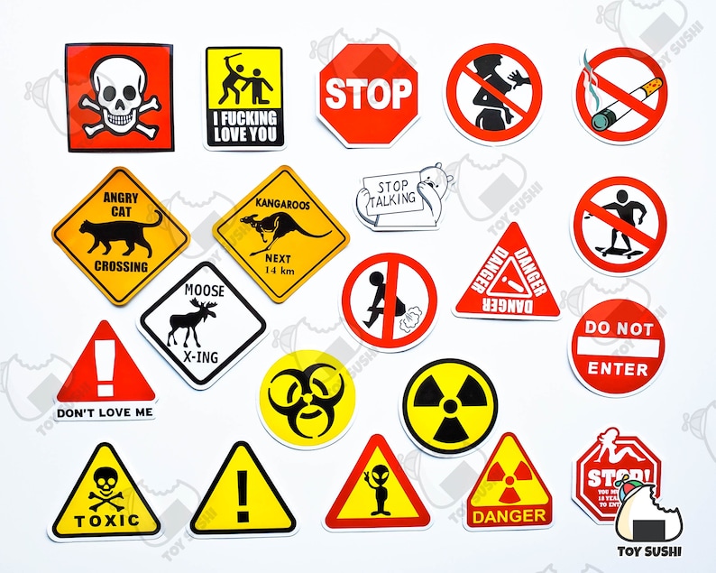 50 Pcs warning Signs Sticker Pack Sticker Bomb Adult Stickers Aesthetic ...
