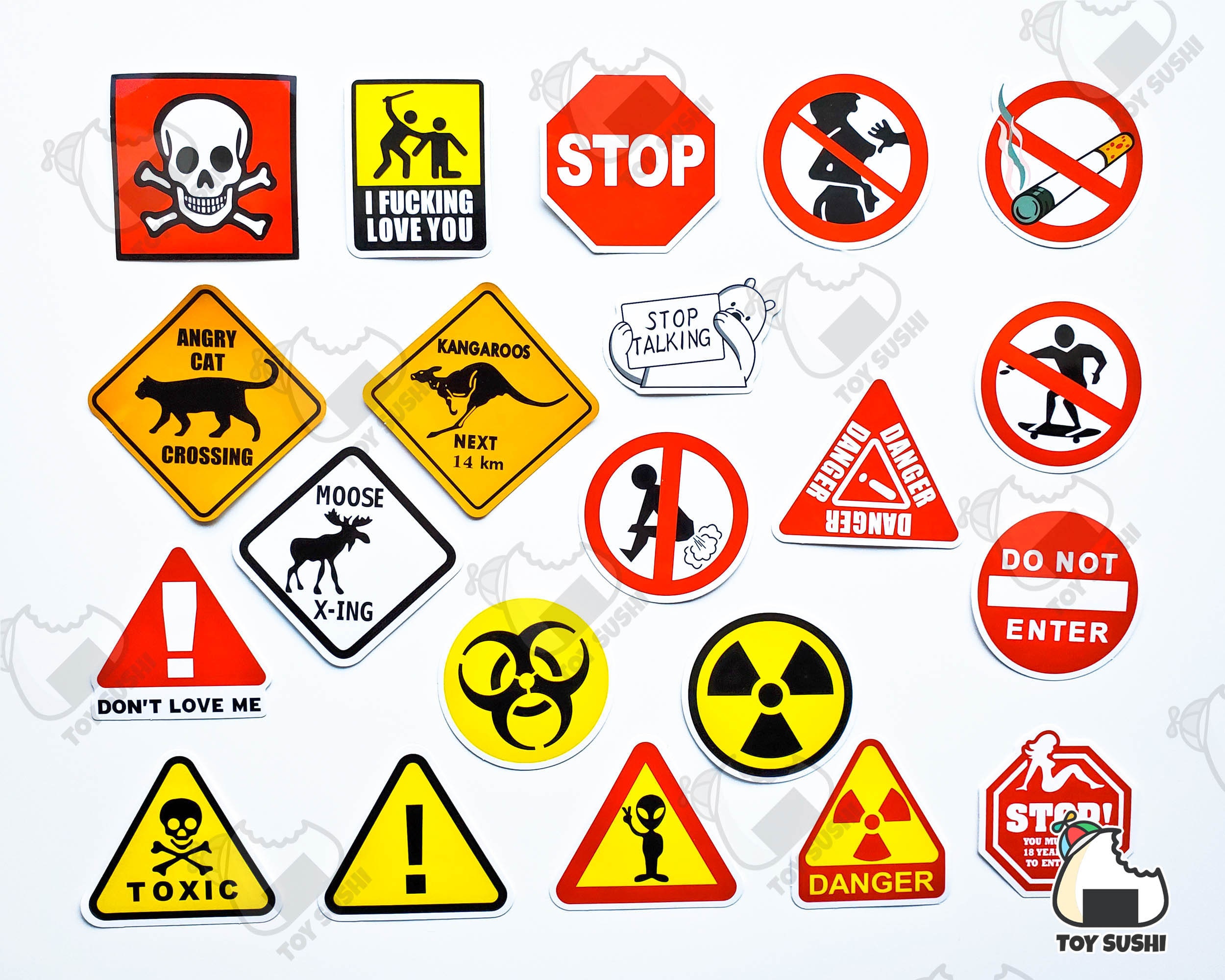 50 Pcs warning Signs Sticker Pack Sticker Bomb Adult Stickers Aesthetic ...