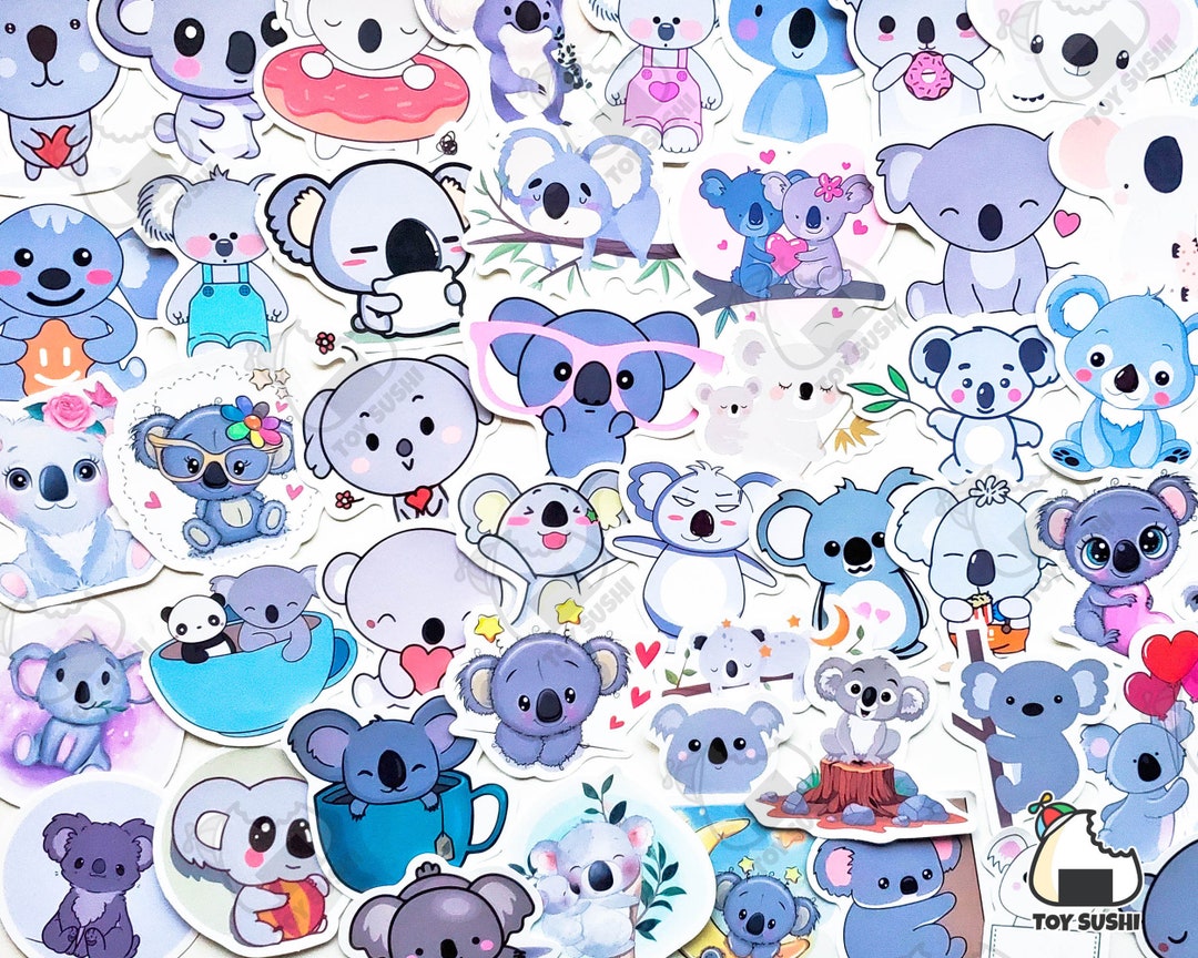 50 Pcs "koala" Sticker Pack | Kawaii Animal Stickers | Laptop Stickers ...