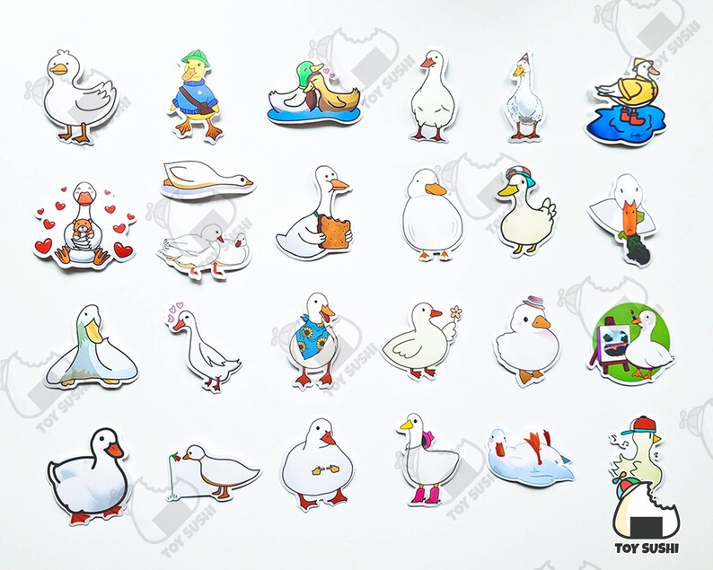 50 Pcs white Duck Sticker Pack Duck Baby Shower Gift Rubber Duck Swan ...