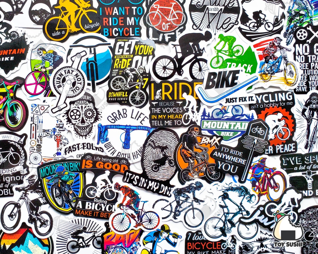 50 Pcs "bicycle" Sticker Pack | Bike | Gift for Him | Gift for Her ...