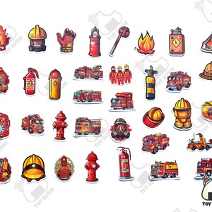 50 Pcs "fire Fighter" Sticker Pack | Firefighter Gift | Fire Truck ...