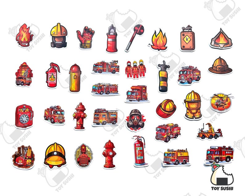 50 Pcs "fire Fighter" Sticker Pack | Firefighter Gift | Fire Truck ...