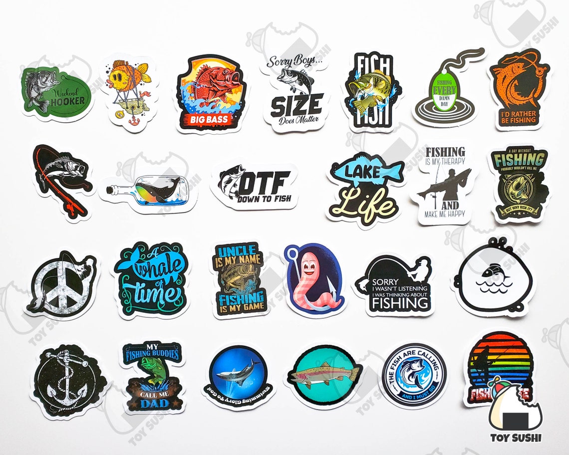 50 Pcs "fishing" Sticker Pack | Fly Fishing Box | Sports Gifts | Fish ...
