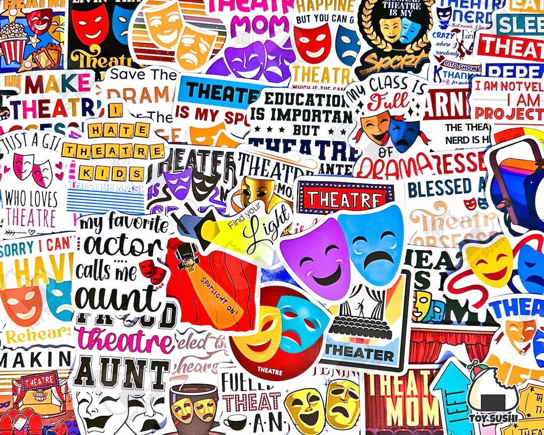 50 Pcs "drama Theatre" Vinyl Stickers Pack – Acting Mask Decal, Theater ...