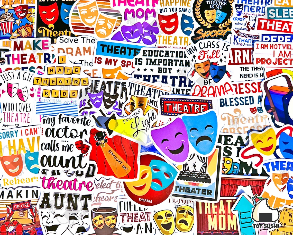 50 Pcs "drama Theatre" Vinyl Stickers Pack – Acting Mask Decal, Theater ...
