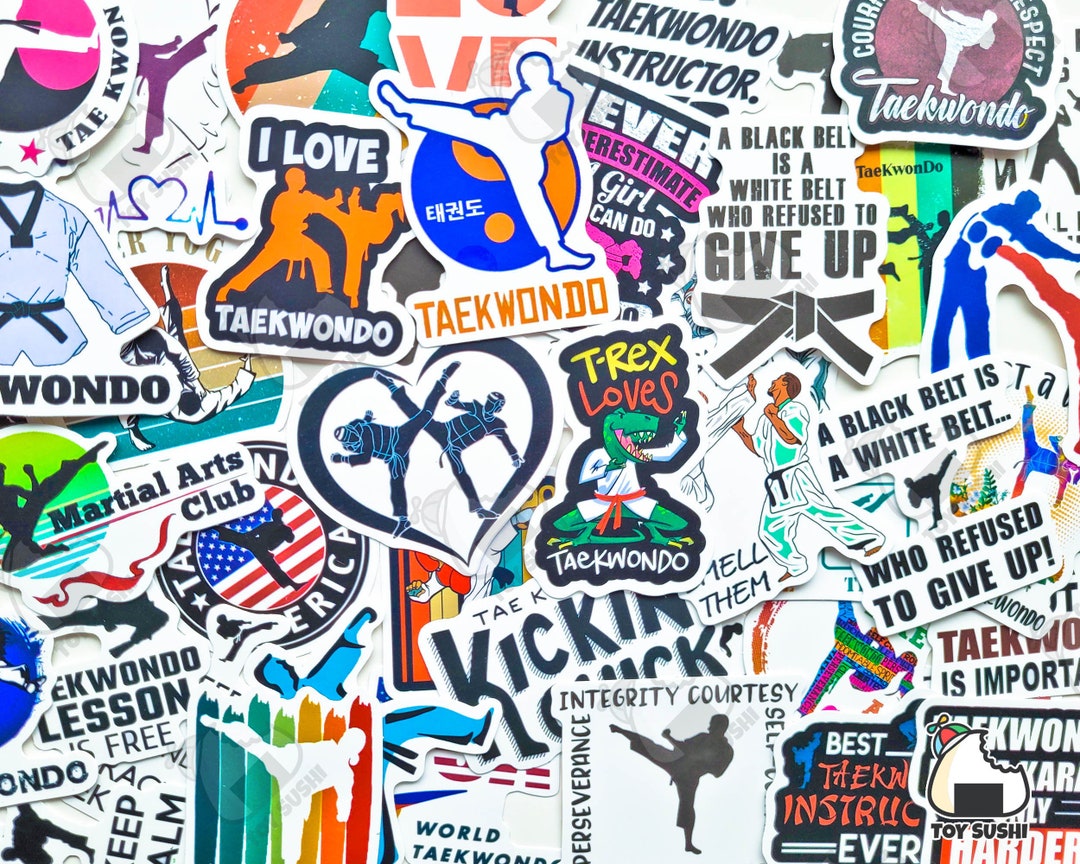50 Pcs "taekwondo" Sticker Pack | Black Belt | Water Bottle Stickers ...