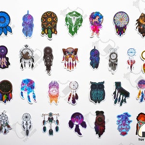 57 Pcs "dream Catcher" Sticker Pack | Wall Hanging | Ojibwe | Boho ...