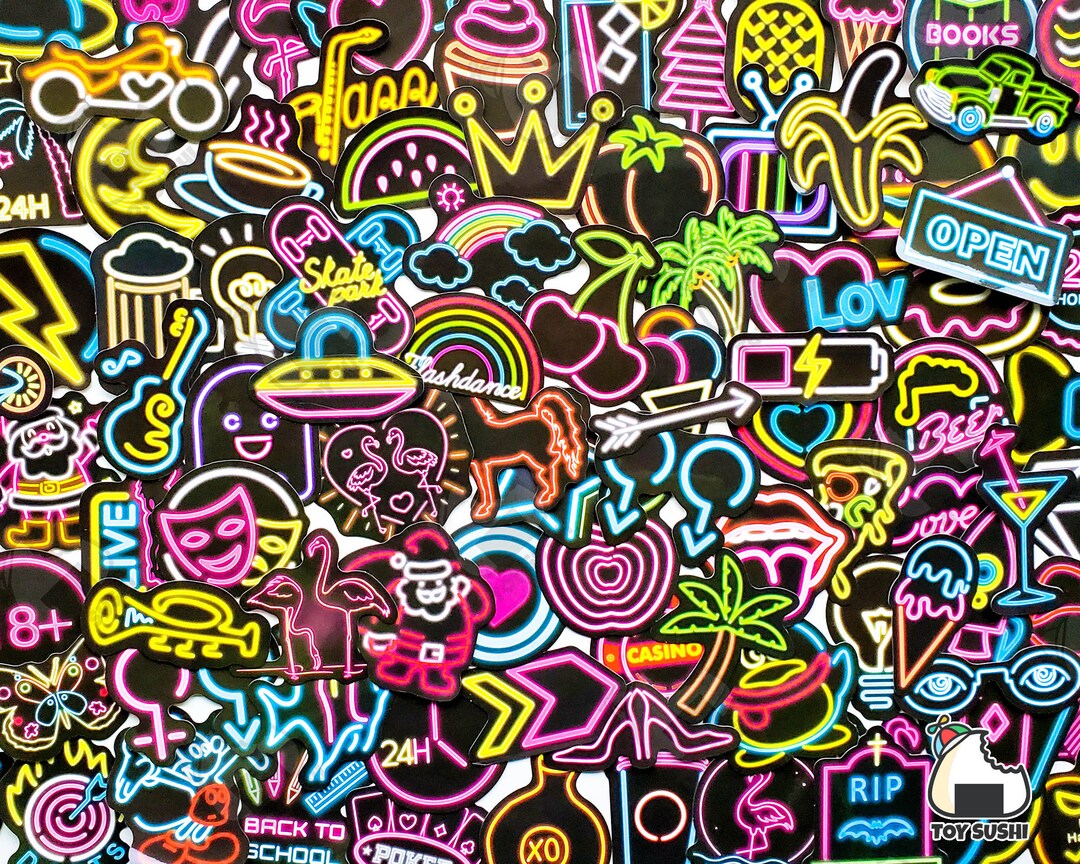 100 Pcs "neon Sign" Sticker Pack | Sticker Bomb | Adult Stickers ...