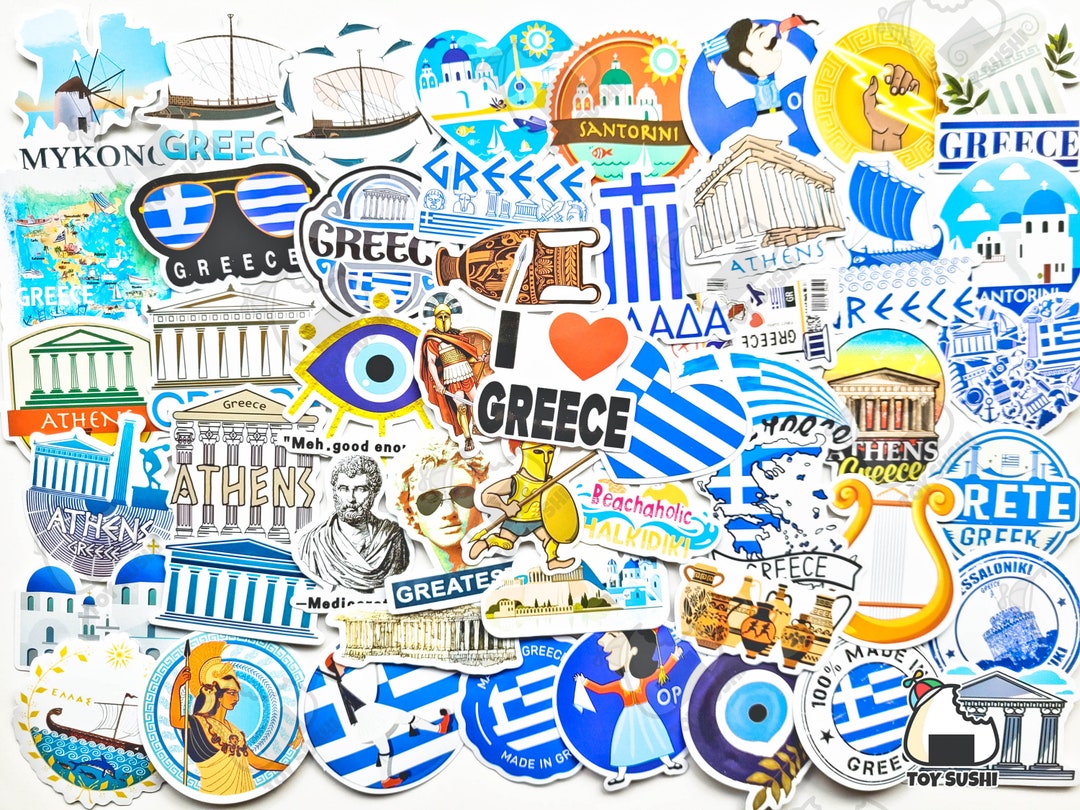 50 Pcs "greece" Sticker Pack | Greece Party | Greek Orthodox | Sorority ...