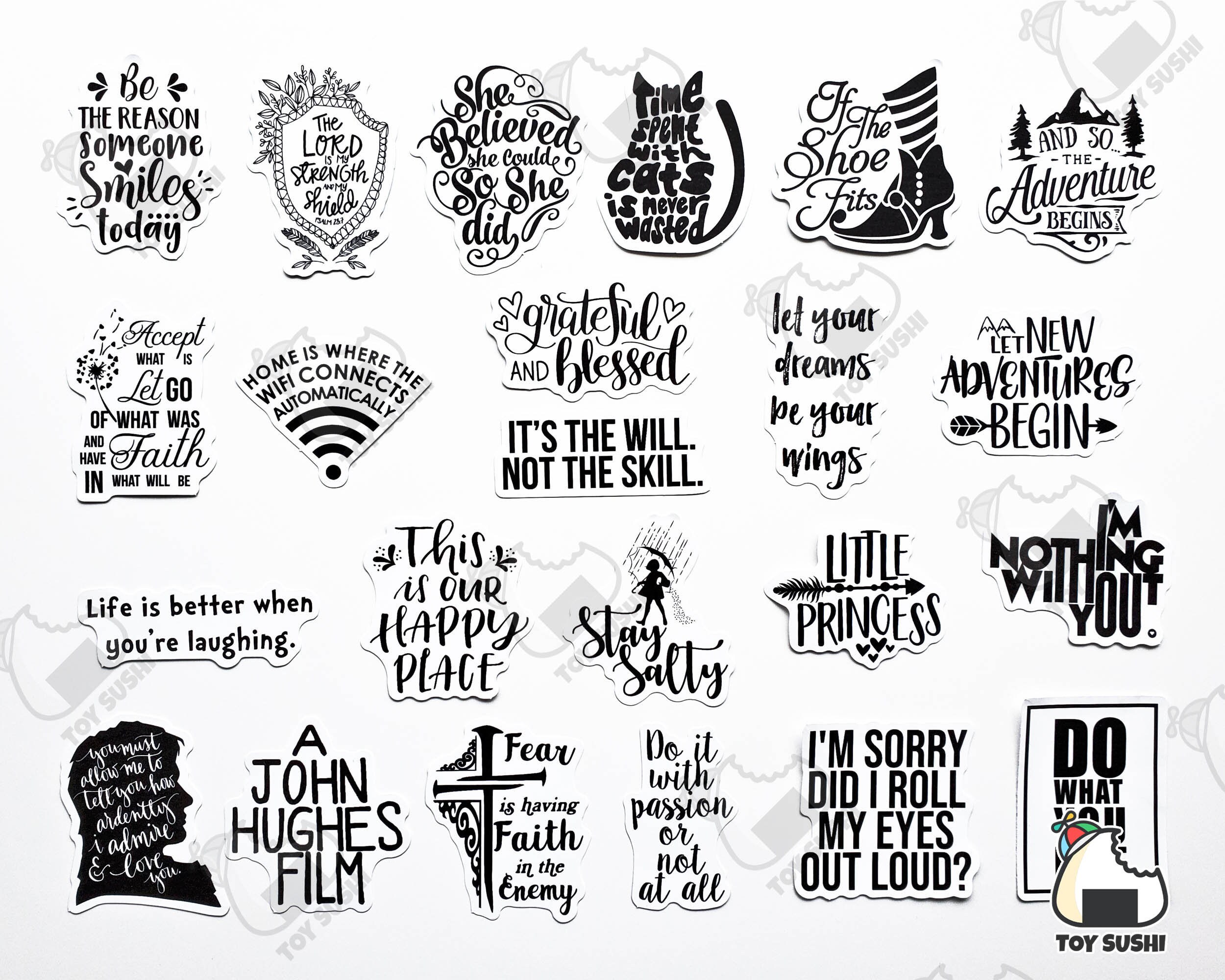 50 Pcs inspirational Quotes Black & White Sticker Pack Gift for Her ...