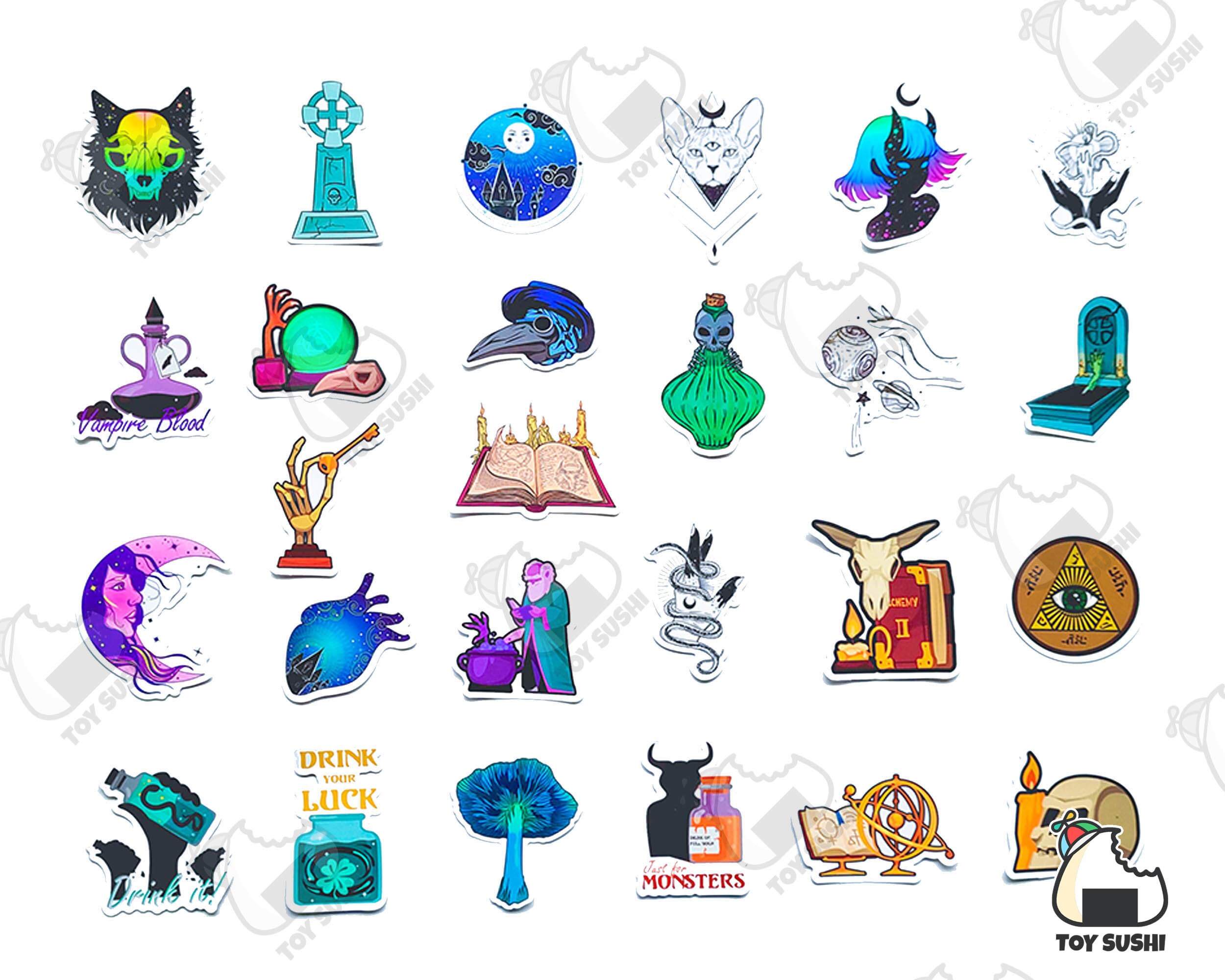 50 Pcs "witchcraft Culture" Sticker Pack | Poison | Wicca Journal ...