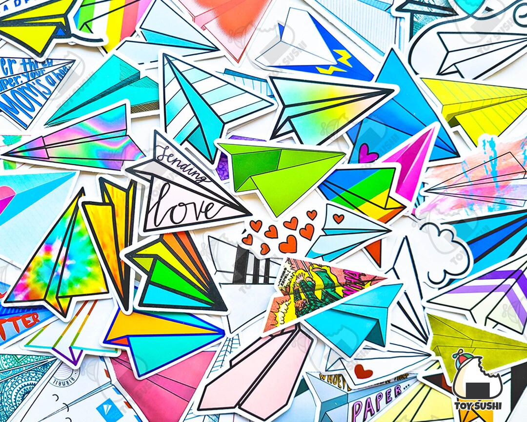 50 Pcs "paper Airplane" Sticker Pack | Graduation Gift | Papercraft ...