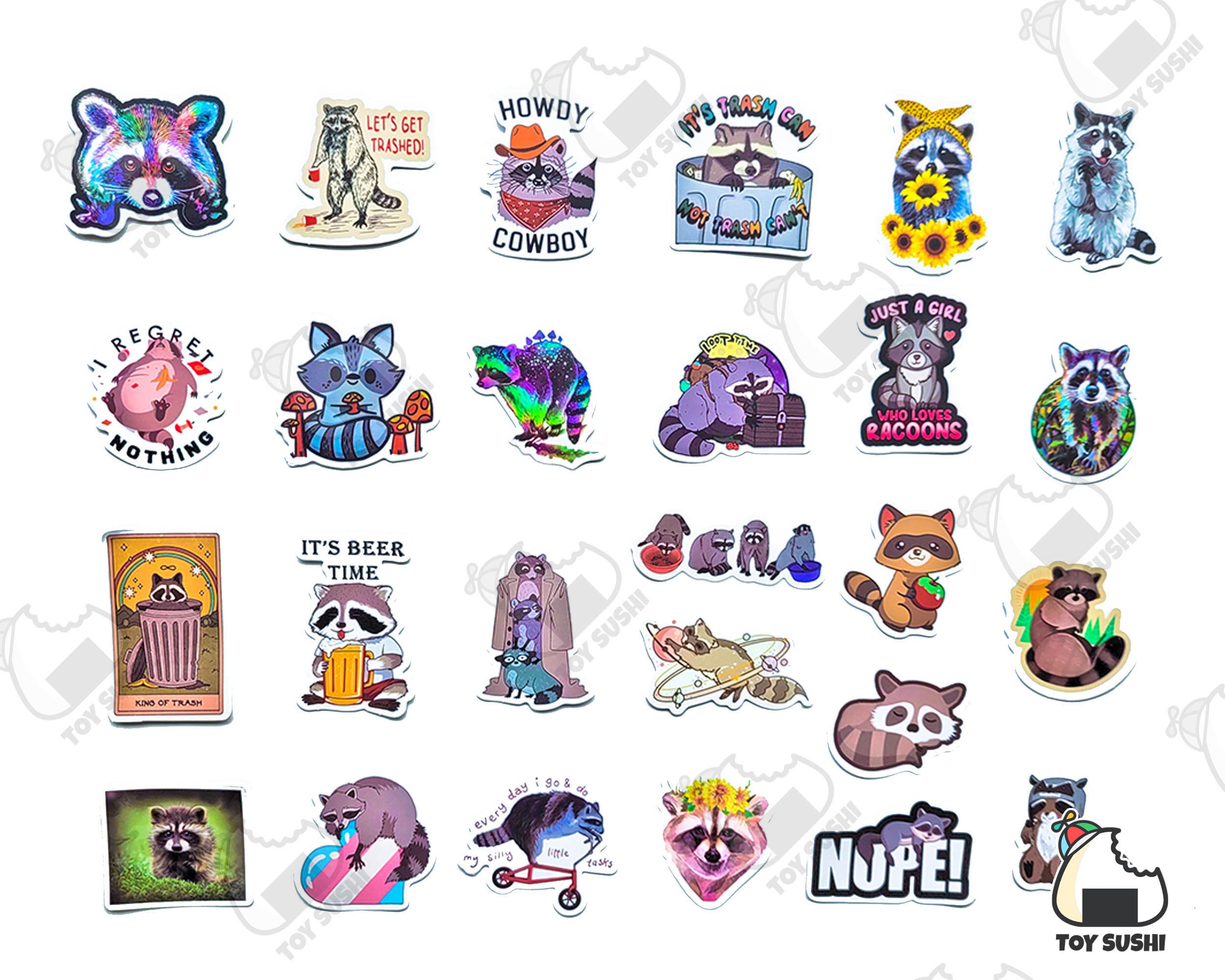 50 Pcs raccoon Sticker Pack Racoon Dog Trash - Etsy