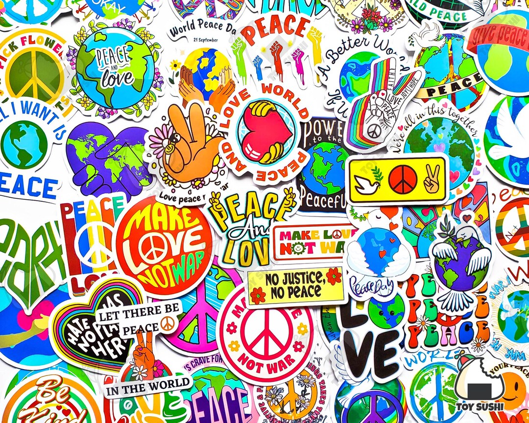 50 Pcs "world Peace" Sticker Pack | Protect Your Peace | Peace and ...