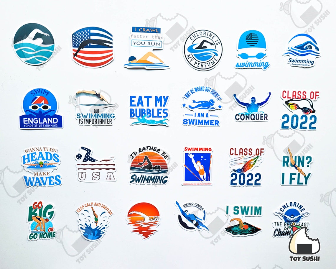 50 Pcs swimming Sticker Pack Swimsuit Swimmer - Etsy