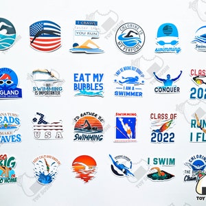 50 Pcs "swimming" Sticker Pack | Swimsuit | Swimmer | Swimwear ...