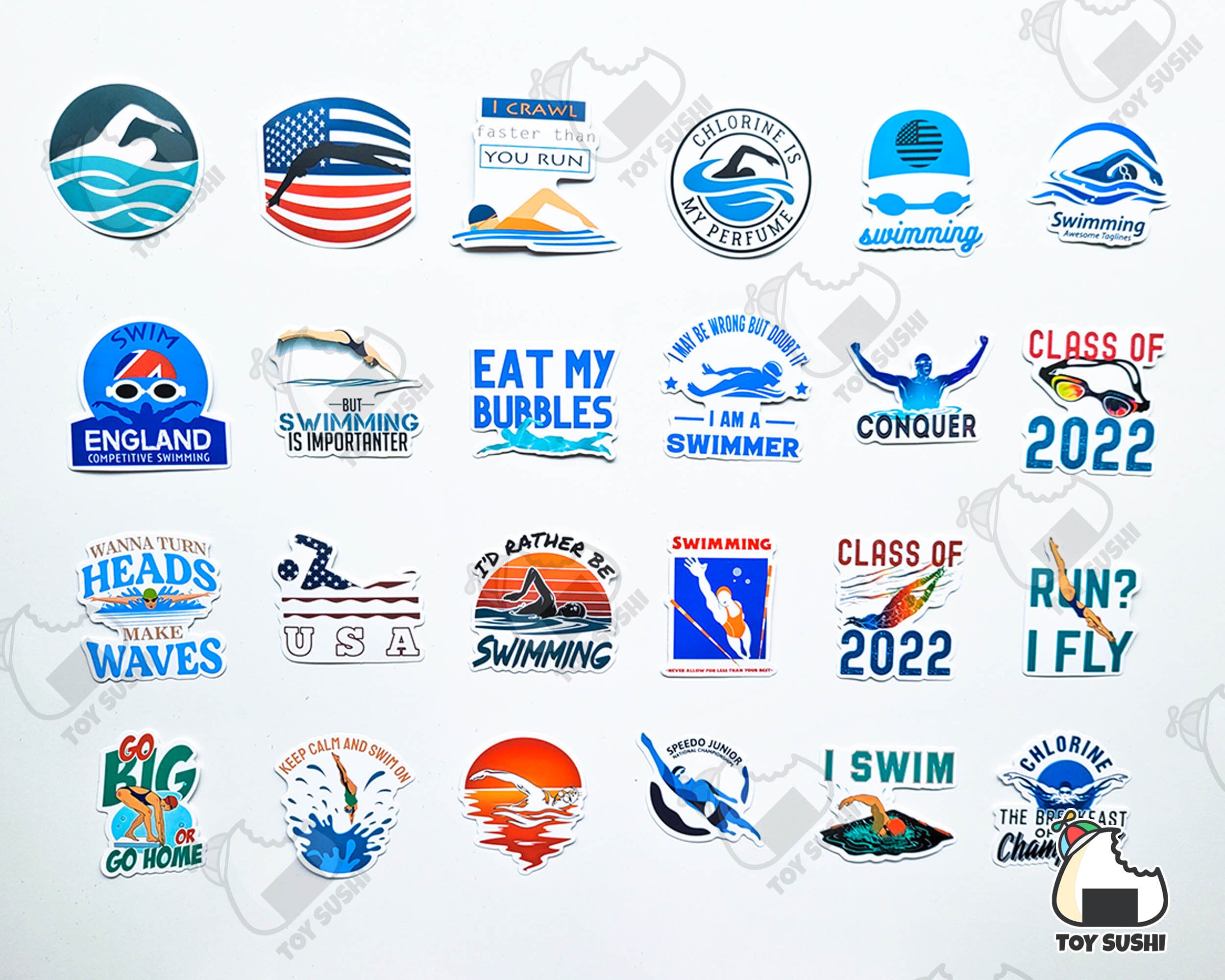 50 Pcs swimming Sticker Pack Swimsuit Swimmer Swimwear swimming Pools ...