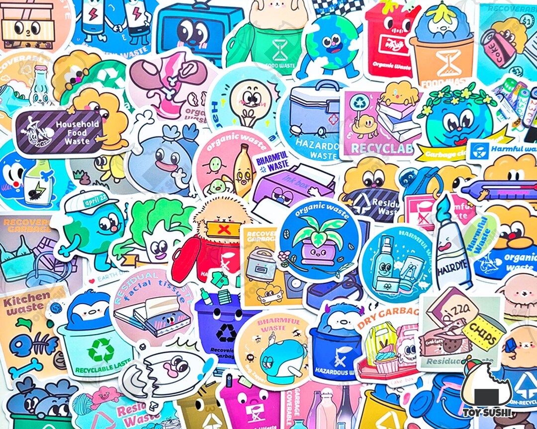 50 Pcs "zero Waste" Sticker Pack | Vegan | Save the Planet | Reusable ...