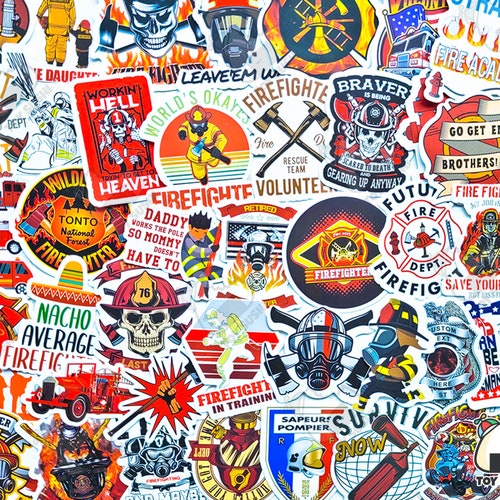 50 Pcs fire Fighter Sticker Pack Firefighter - Etsy