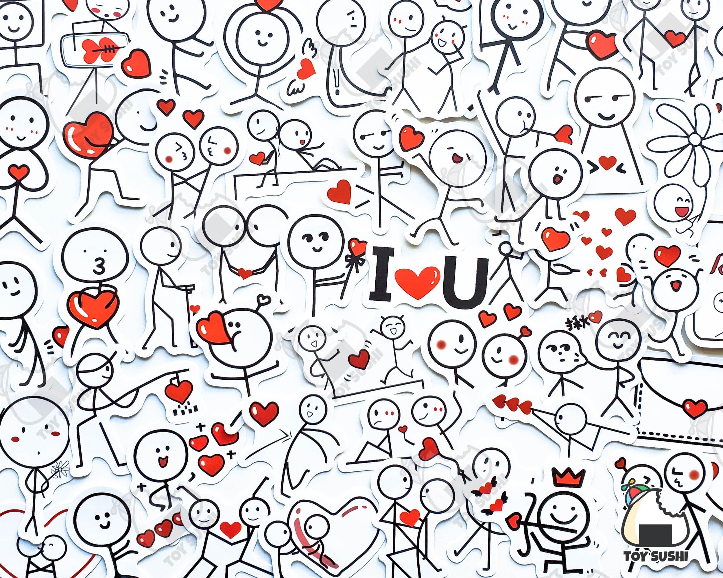 50 Pcs stick Figure Sticker Pack Valentines - Etsy