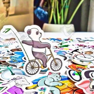 60 Pcs "kawaii Biking" Sticker Pack | Bicycle | Doodle | Cartoon ...