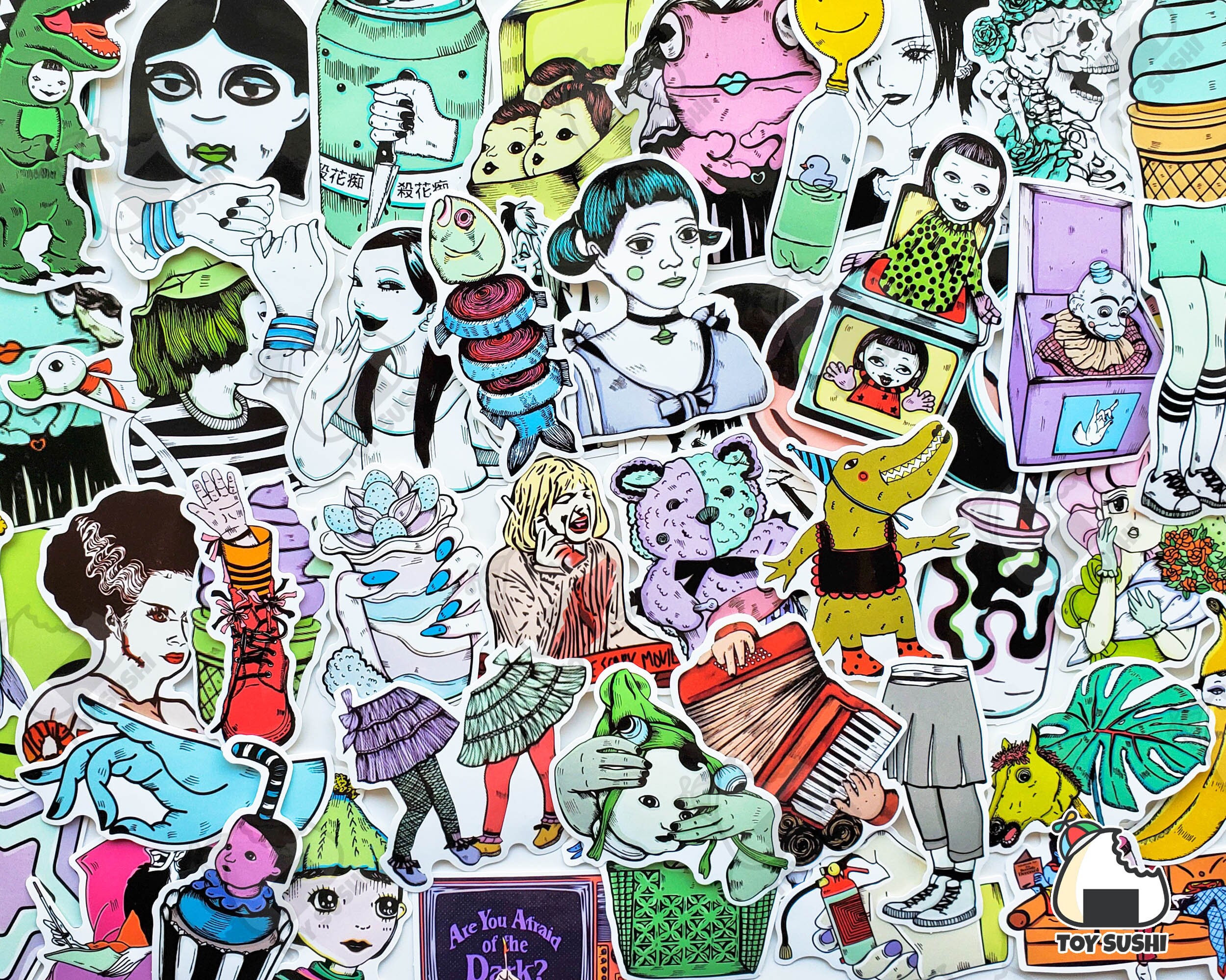 50 Pcs creepy Doll Eerie Stickers Pack Witch Stickers Haunted Items ...