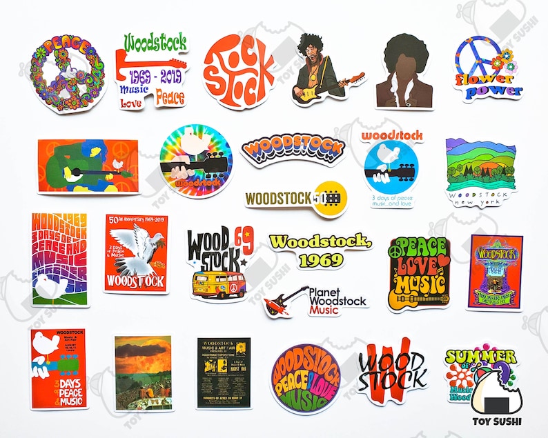50 Pcs woodstock Concert Sticker Pack Peace - Etsy