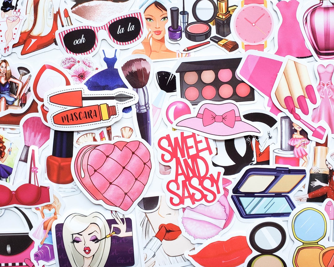 50 Pcs "beauty Cosmetic" Sticker Pack | Nail Polish | Natural Mascara ...