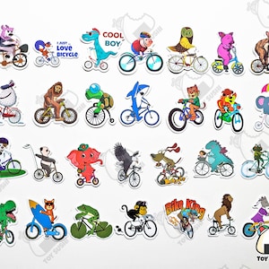 60 Pcs "kawaii Biking" Sticker Pack | Bicycle | Doodle | Cartoon ...