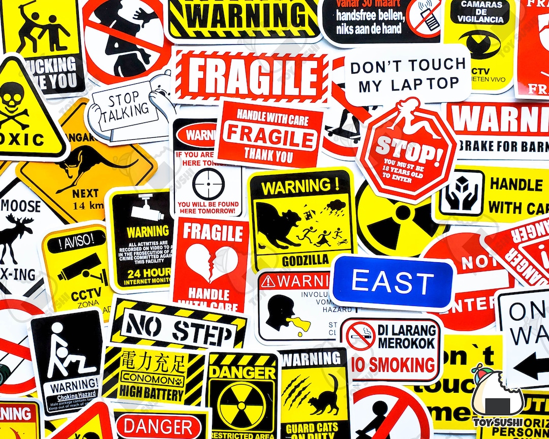 50 Pcs "warning Signs" Sticker Pack | Sticker Bomb | Adult Stickers ...