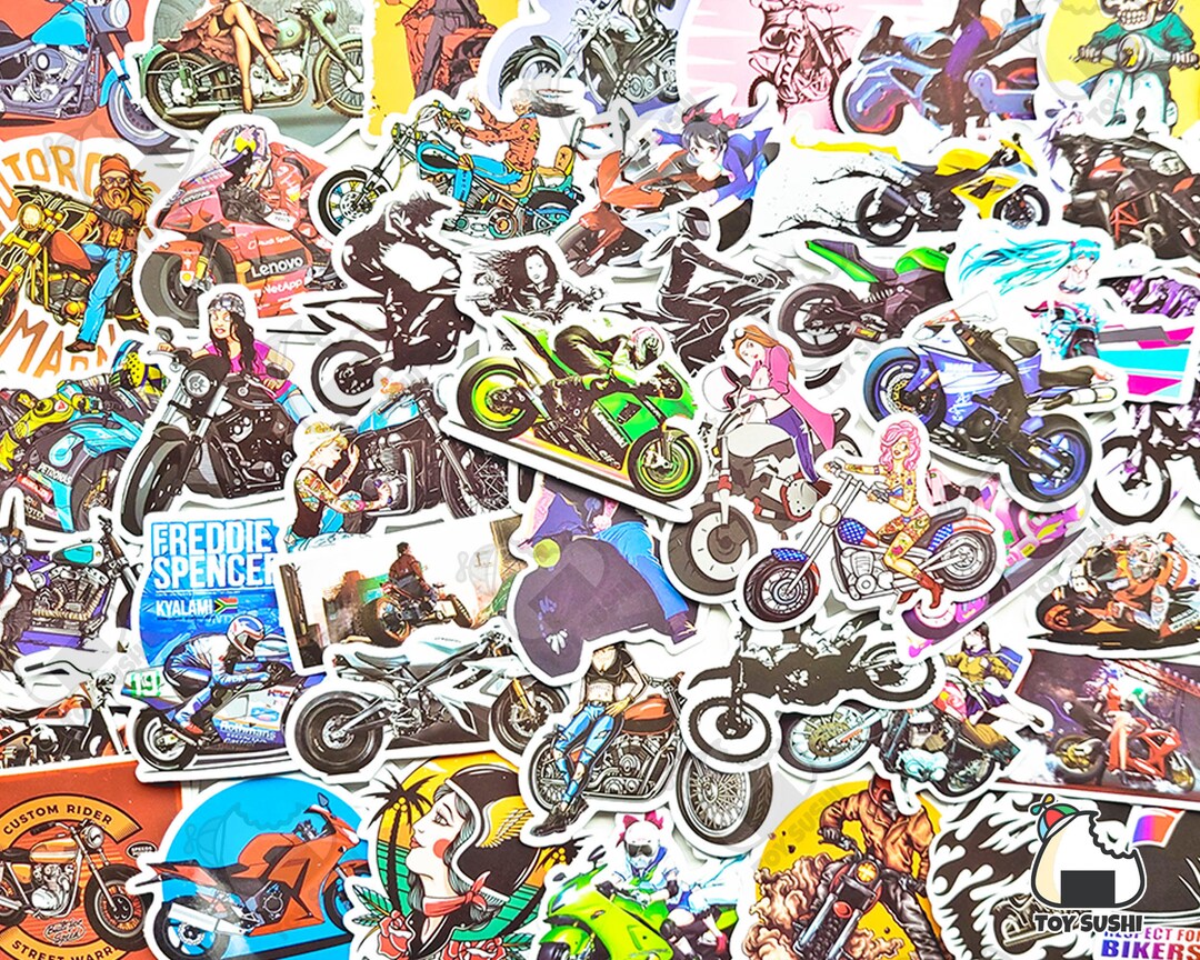 50 Pcs "motorcycle" Sticker Pack | Cafe Racer | Moto | Motorcycle Mask ...