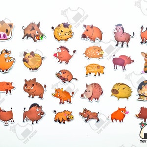 50 Pcs "wild Boar" Sticker Pack | Wildlife | Hunting Gift | Boar Tusk ...