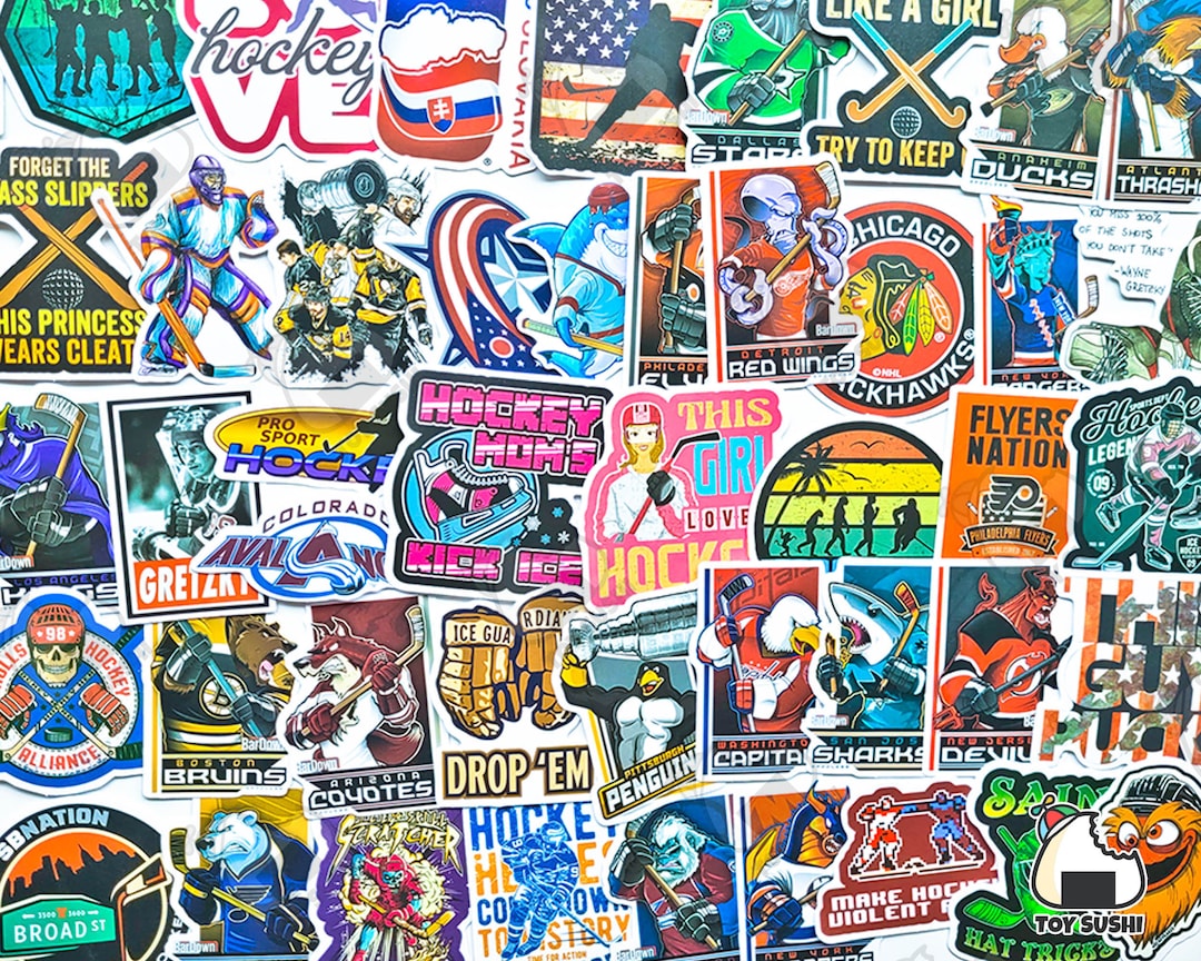 50 Pcs "hockey" Sticker Pack | Ice Hockey | Hockey Fans| Vintage NHL ...