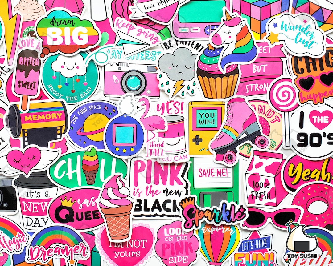 50 Pcs "vsco Pink" Sticker Pack | Pink Stickers | Vsco Packs | Vsco ...