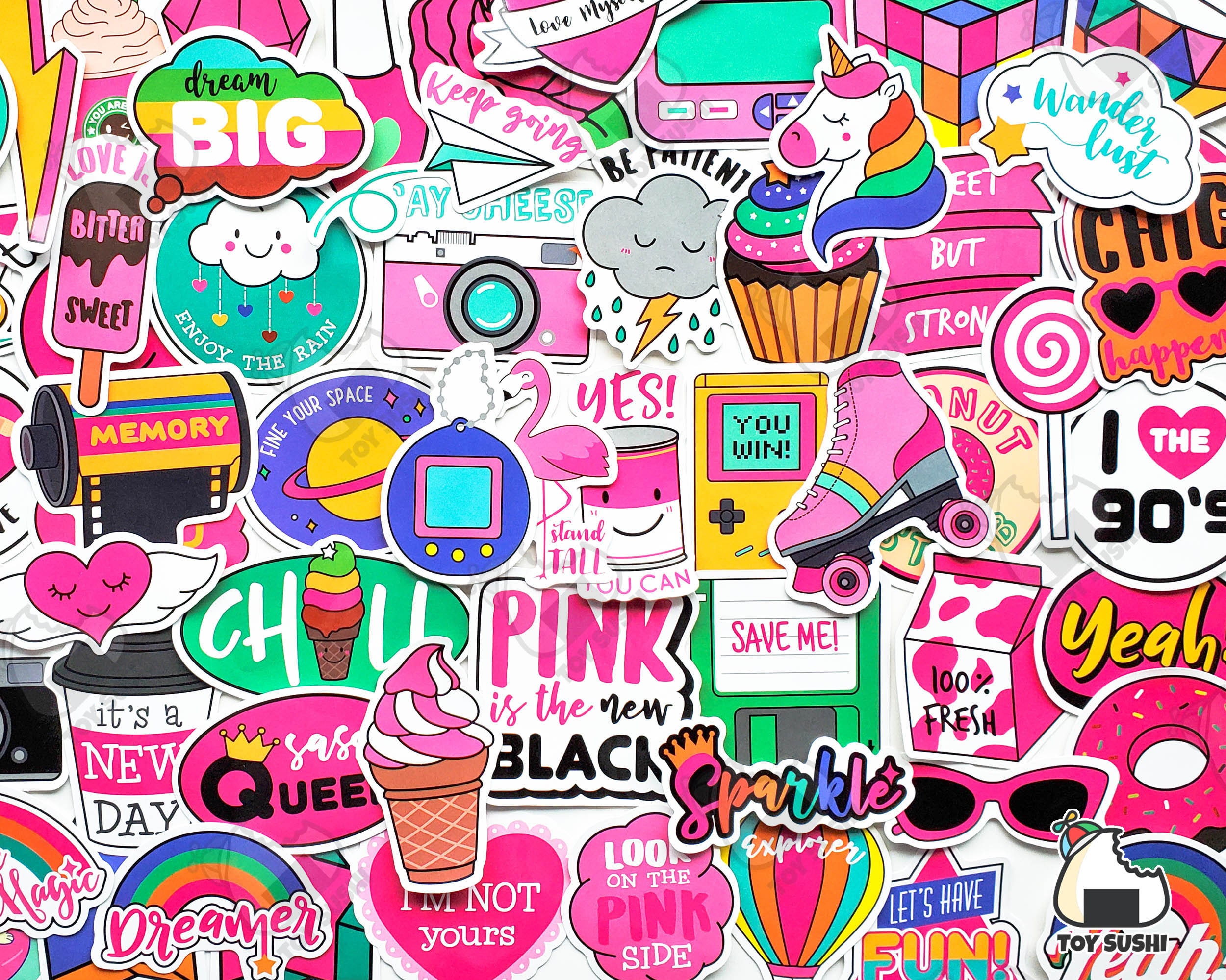 50 Pcs vsco Pink Sticker Pack Pink Stickers Vsco Packs Vsco Stickers Vsco Girl Instagram ...