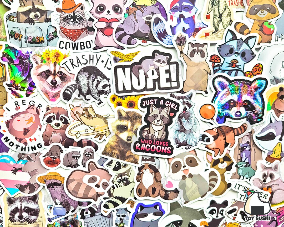 50 Pcs "raccoon" Sticker Pack | Racoon Dog | Trash Panda | Rocket ...
