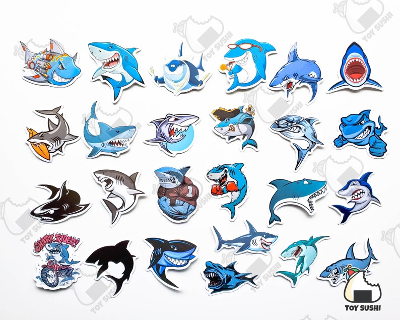 50 Pcs sharks Sticker Pack Baby Shark Ocean - Etsy