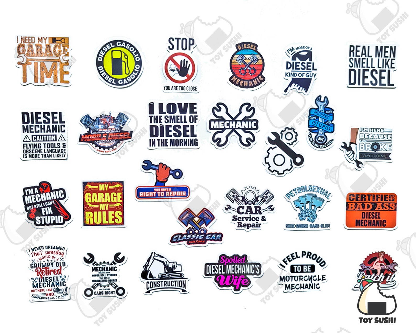 50 Pcs "diesel Mechanic" Sticker Pack | Truck Car Decals | Garage Decor ...