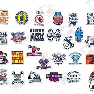 50 Pcs "diesel Mechanic" Sticker Pack | Truck Car Decals | Garage Decor ...