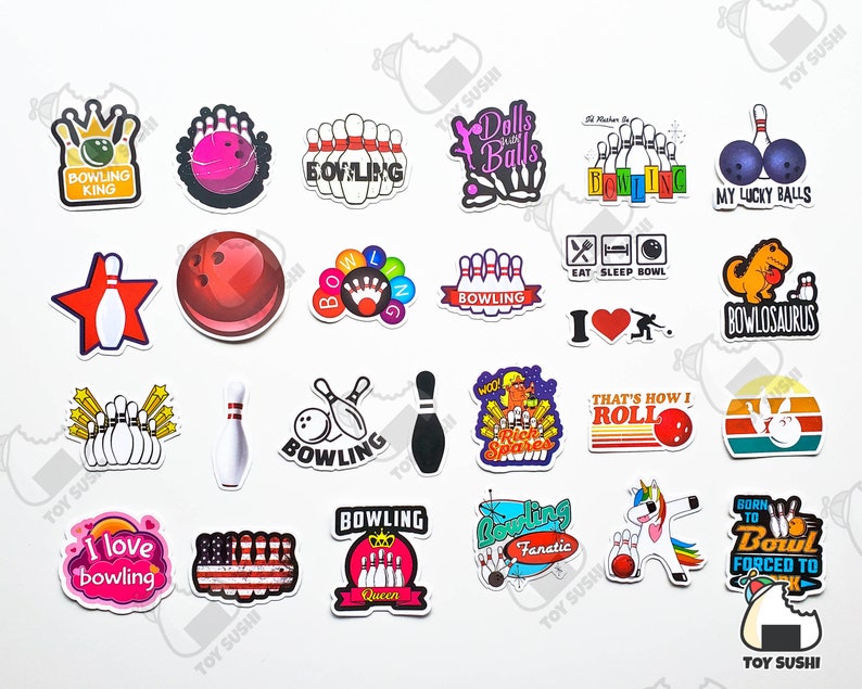 50 Pcs bowling Sticker Pack Bowler Strike Sports Gift Coach Gift ...