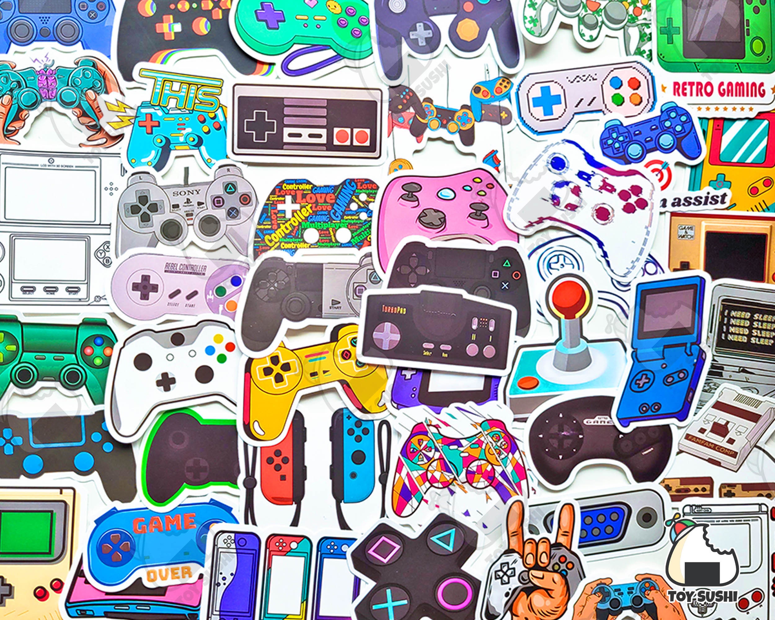 50 Pcs game Controller Sticker Pack Joycon Gameboy Xbox Playstation ...