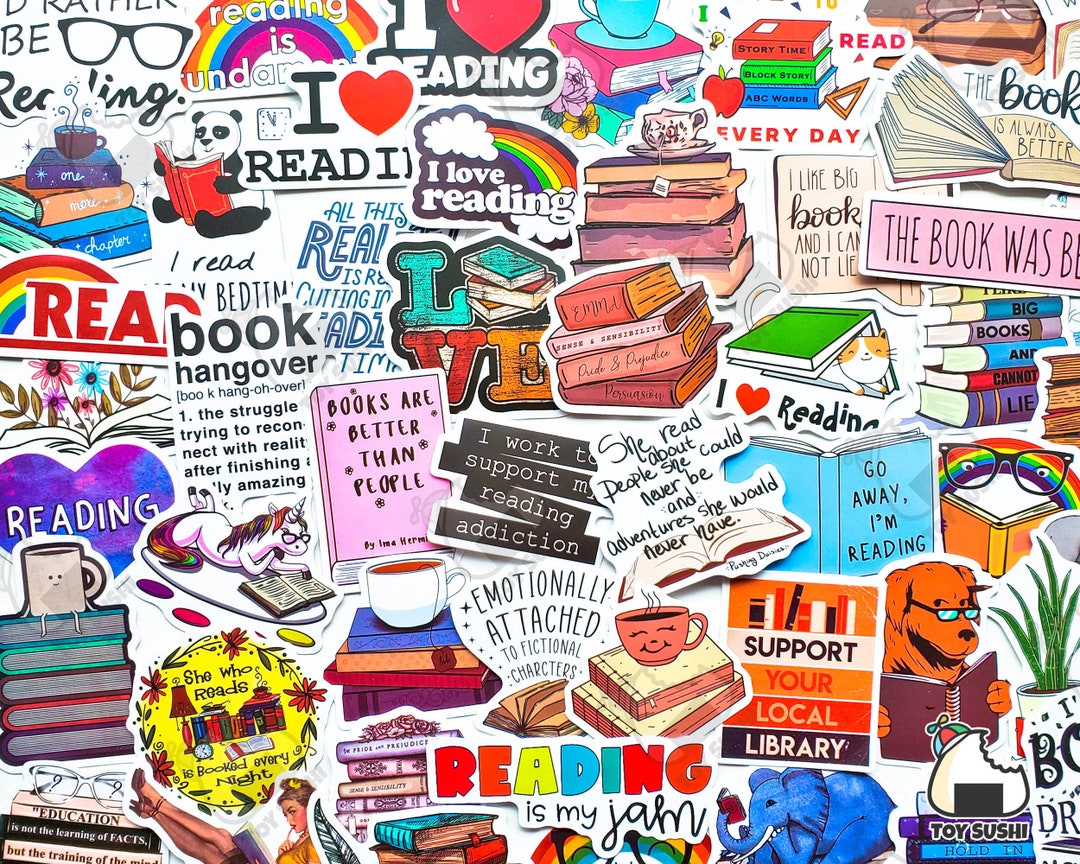 50 Pcs "love Reading" Sticker Pack | Librarian Gift | Reading Glasses ...