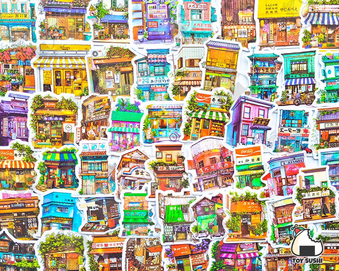 50 Pcs "japanese Shops" Sticker Pack | Japan Shop Sign | Lucky Cat ...